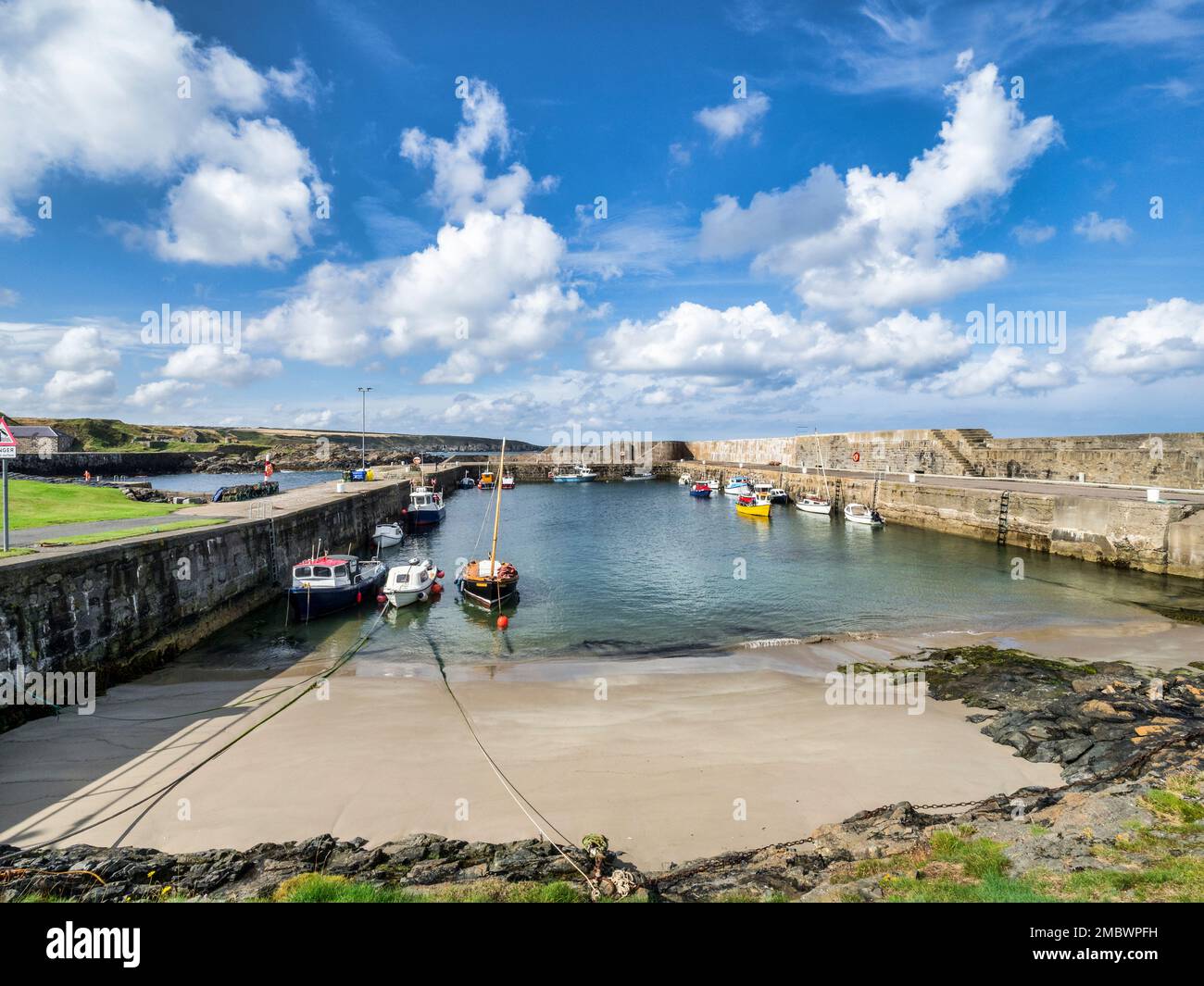 The outer harbour at Portsoy, on the Moray Firth in Aberdeenshire ...