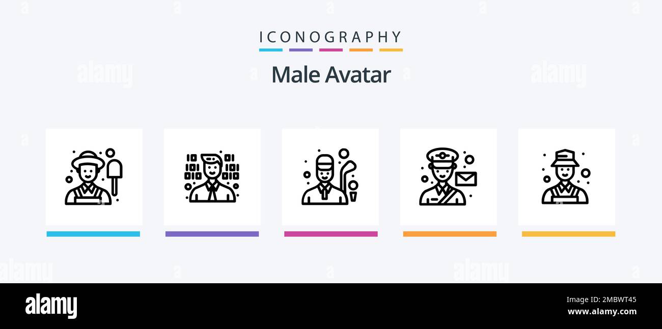 Male Avatar Line 5 Icon Pack Including . garden. science. male ...