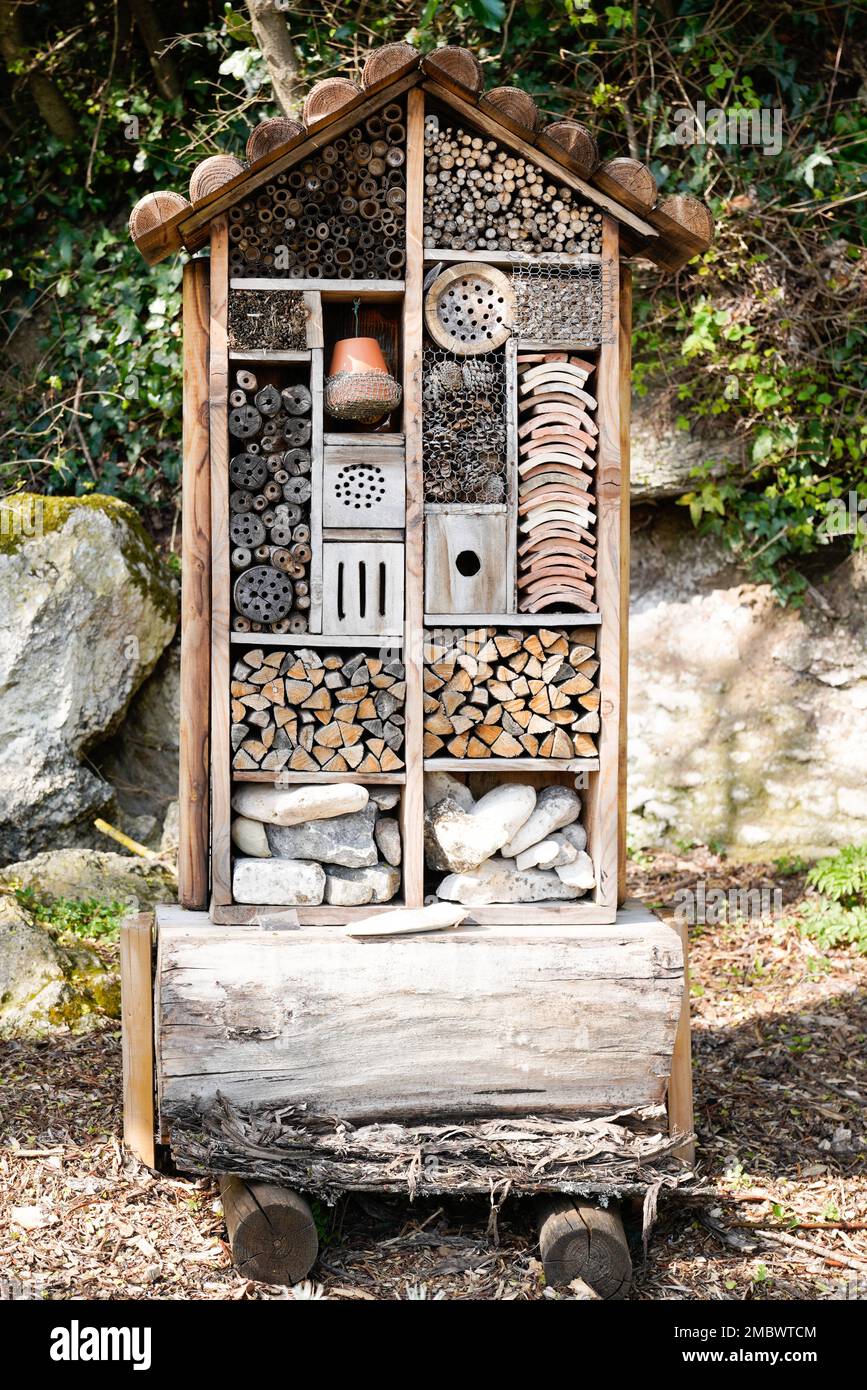 insect house wooden hut gives protection and nest aid to bees and ...