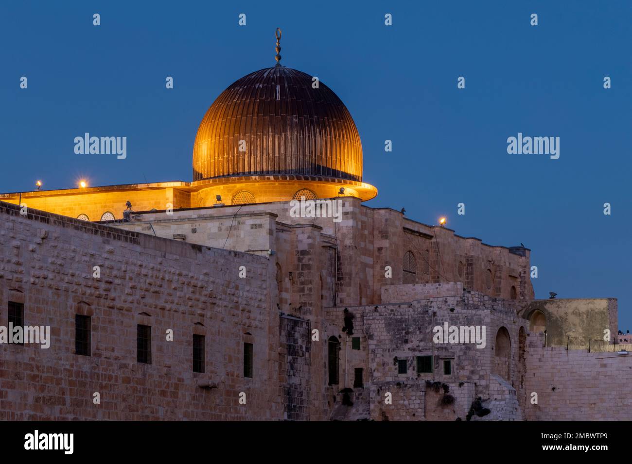 View of Al-Aksa Mosque along the southern wall of the Temple Mount ...