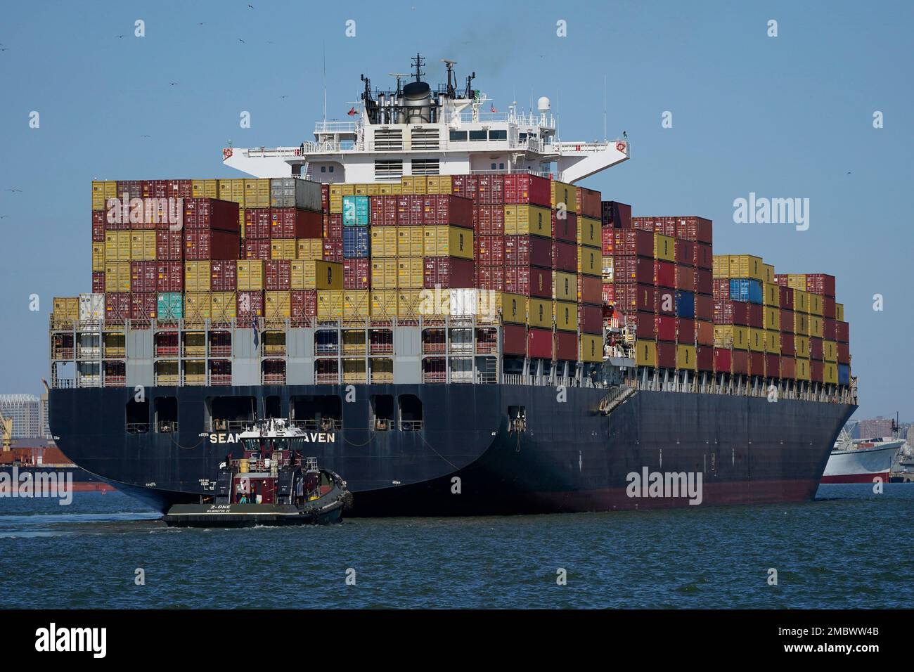 A cargo ship approaches the Port of Baltimore, Monday, March 21, 2022 ...