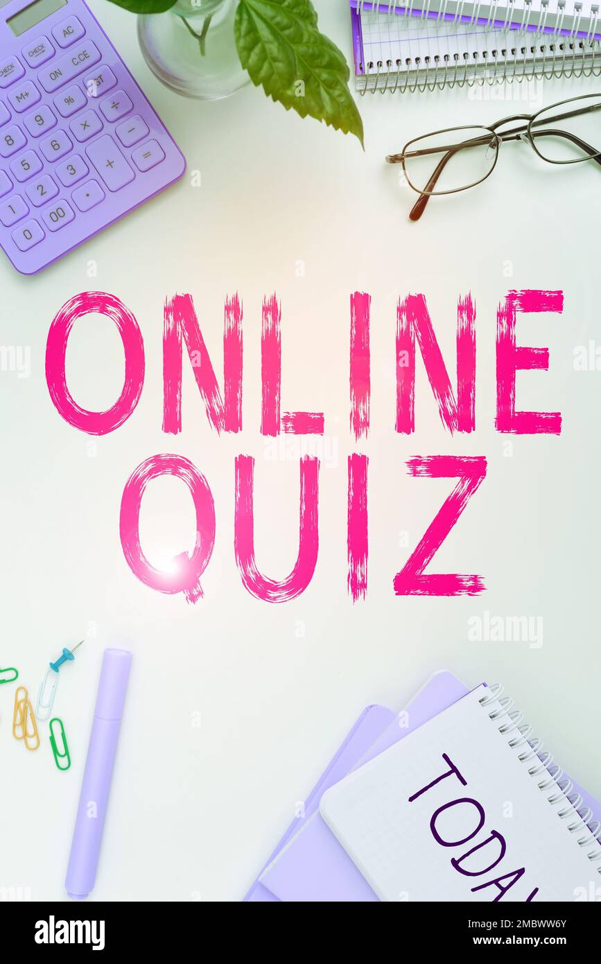 Hand writing sign Online Quiz, Business showcase game or a mind sport ...