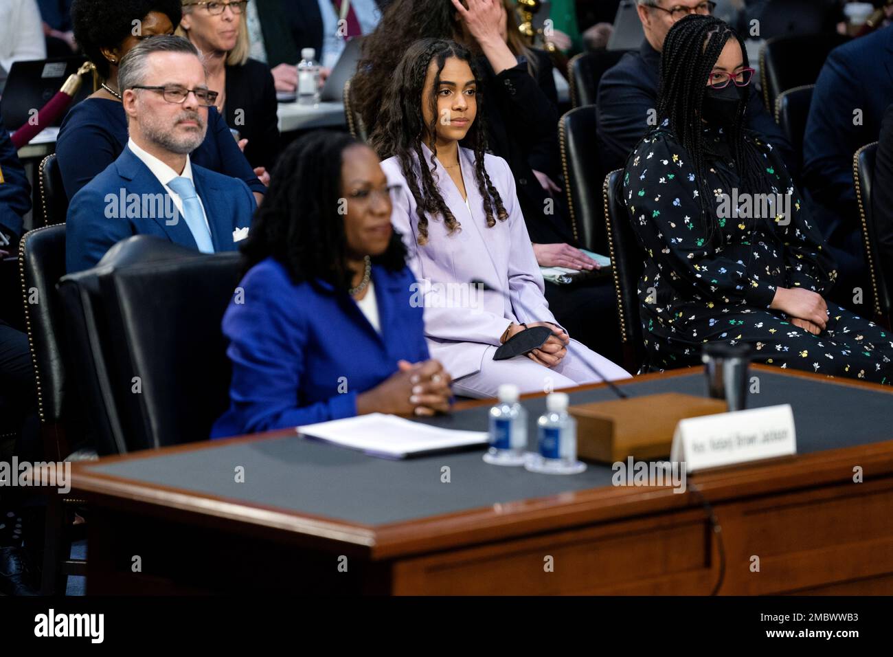 The family of Supreme Court nominee Ketanji Brown Jackson listen during ...