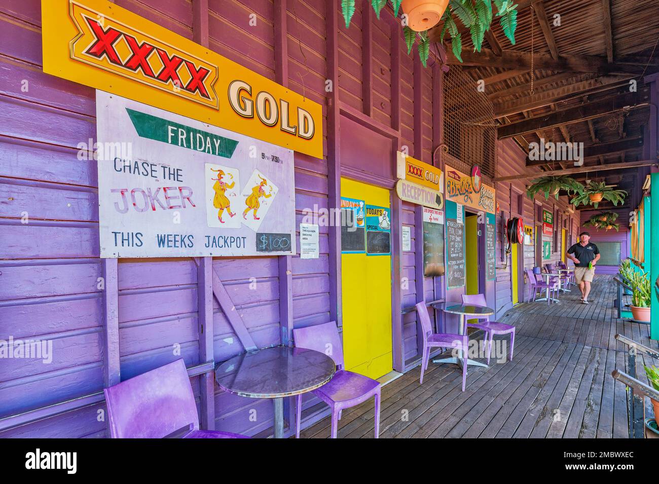 Verandah of the famous Purple Pub in Normanton, a small town in the ...