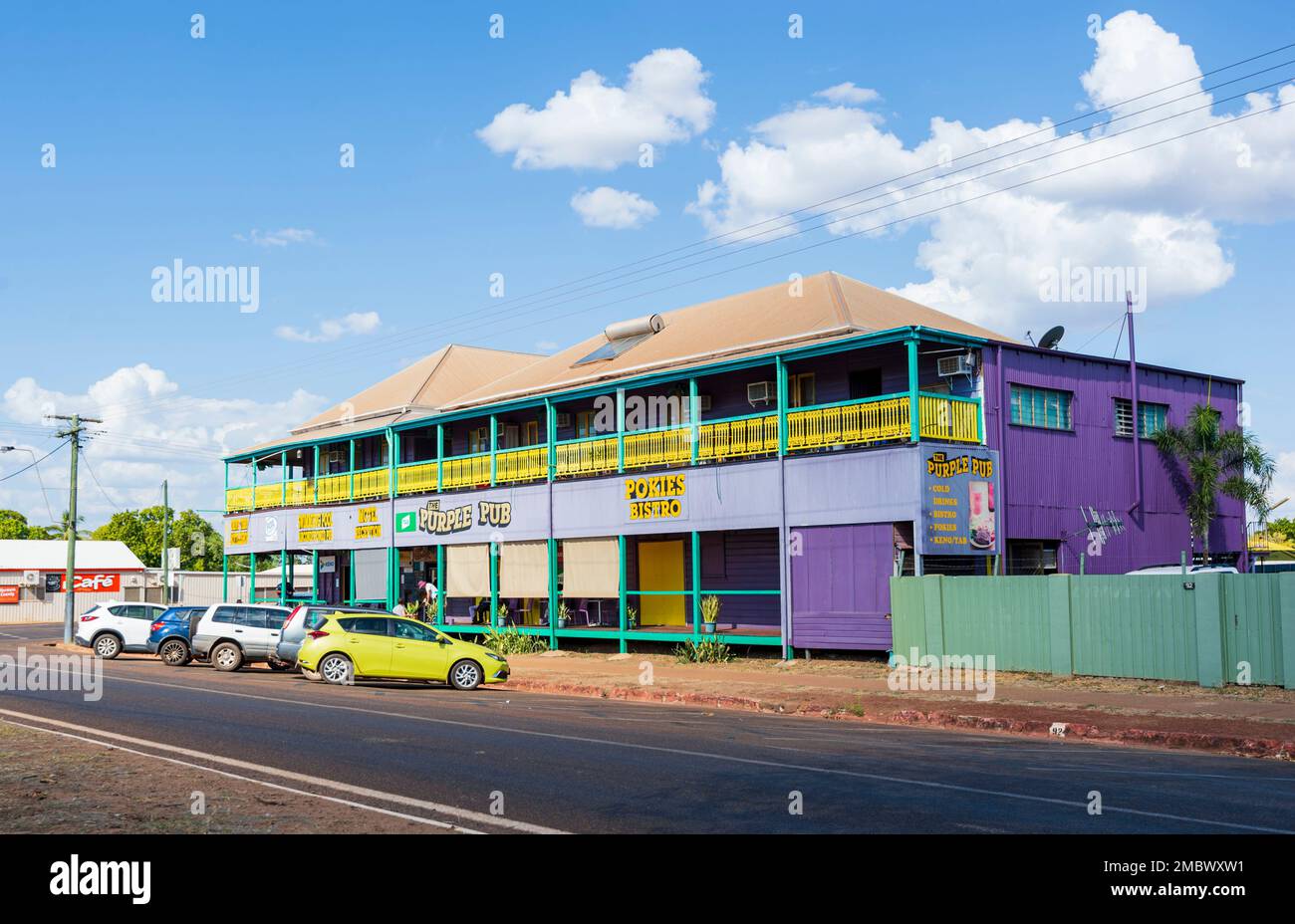 View of the famous Purple Pub with its wrought-iron balcony in ...