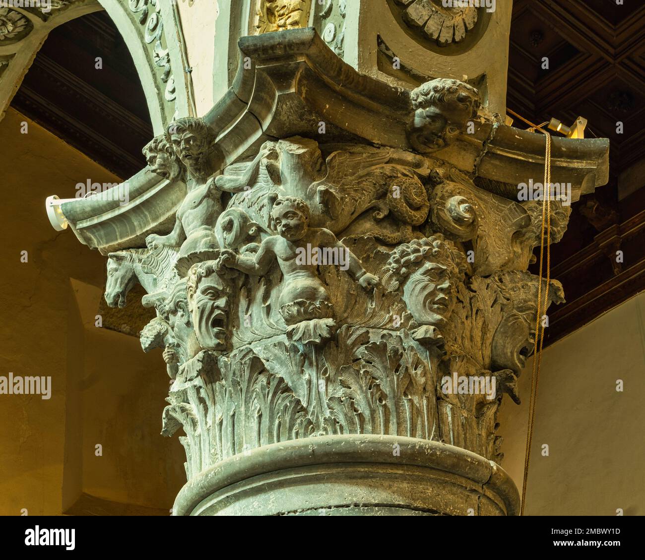 Corinthian capital of the columns that delimit the naves of the ...