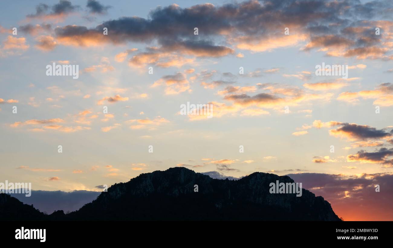 Sunset sky with twilight color sky and clouds for background or sunrise ...