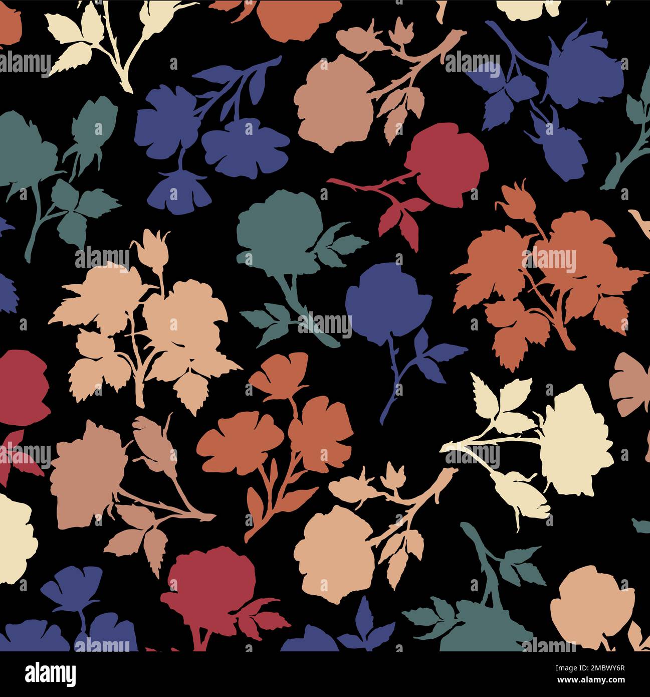 Retro Botanical Exotic Flower Leaf Pattern Stock Vector Image & Art - Alamy