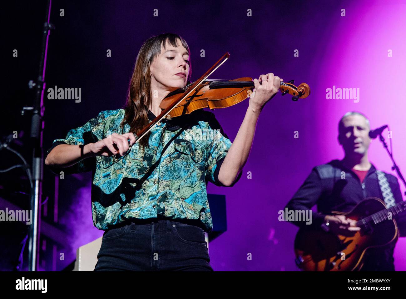 Lauren Jacobson, left, and Brandon Miller of The Lumineers performs at ...