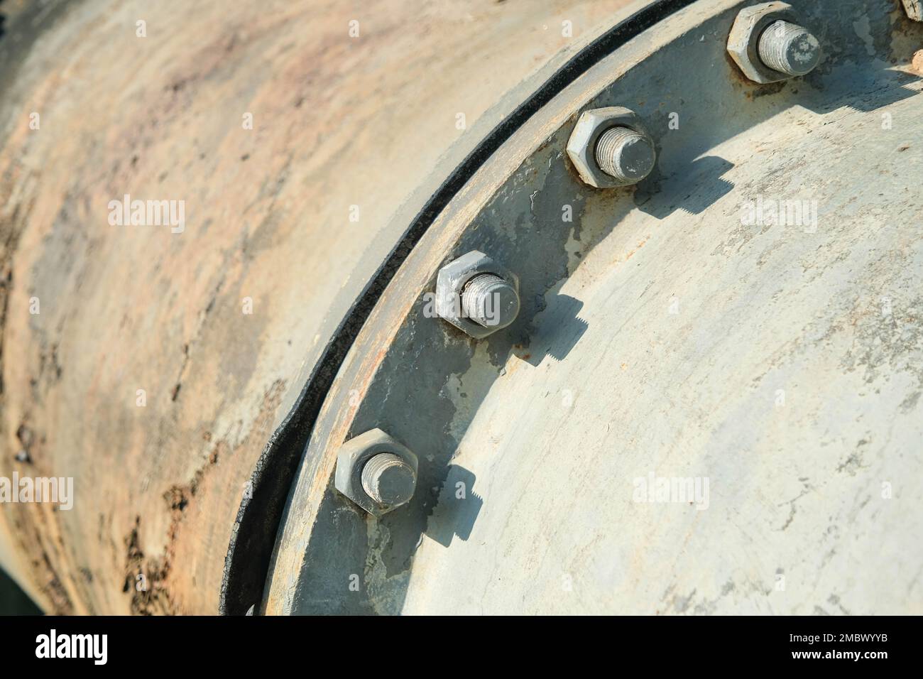 Pipe is installed along the bridge on the pipe support. Water steel ...