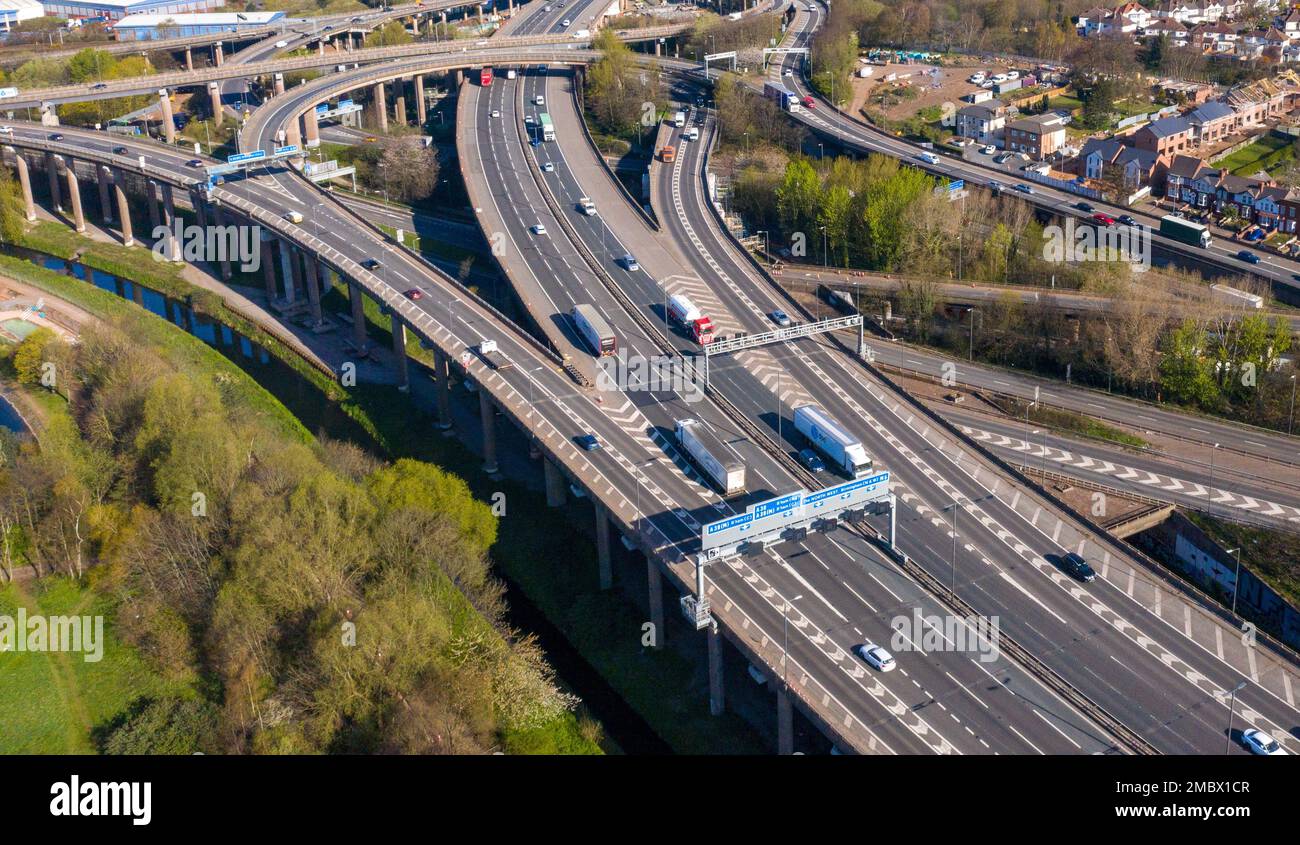 The midday traffic at Spaghetti Junction, The Gravelly Hill Interchange ...