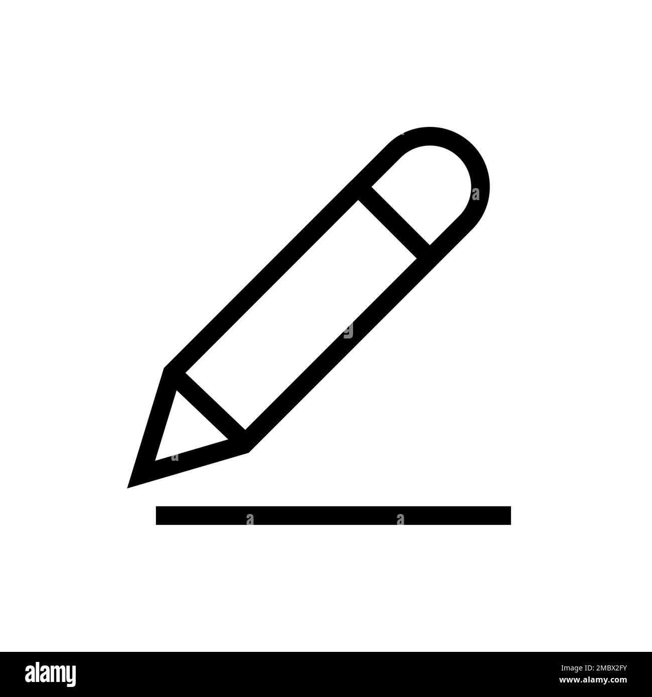 Pencil write line icon isolated on white background. Black flat thin ...