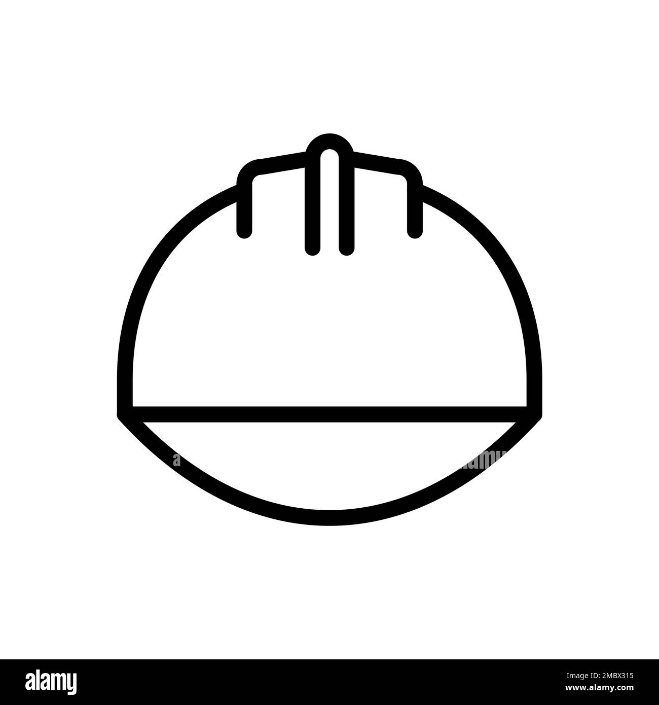 Construction hat icon line isolated on white background. Black flat ...
