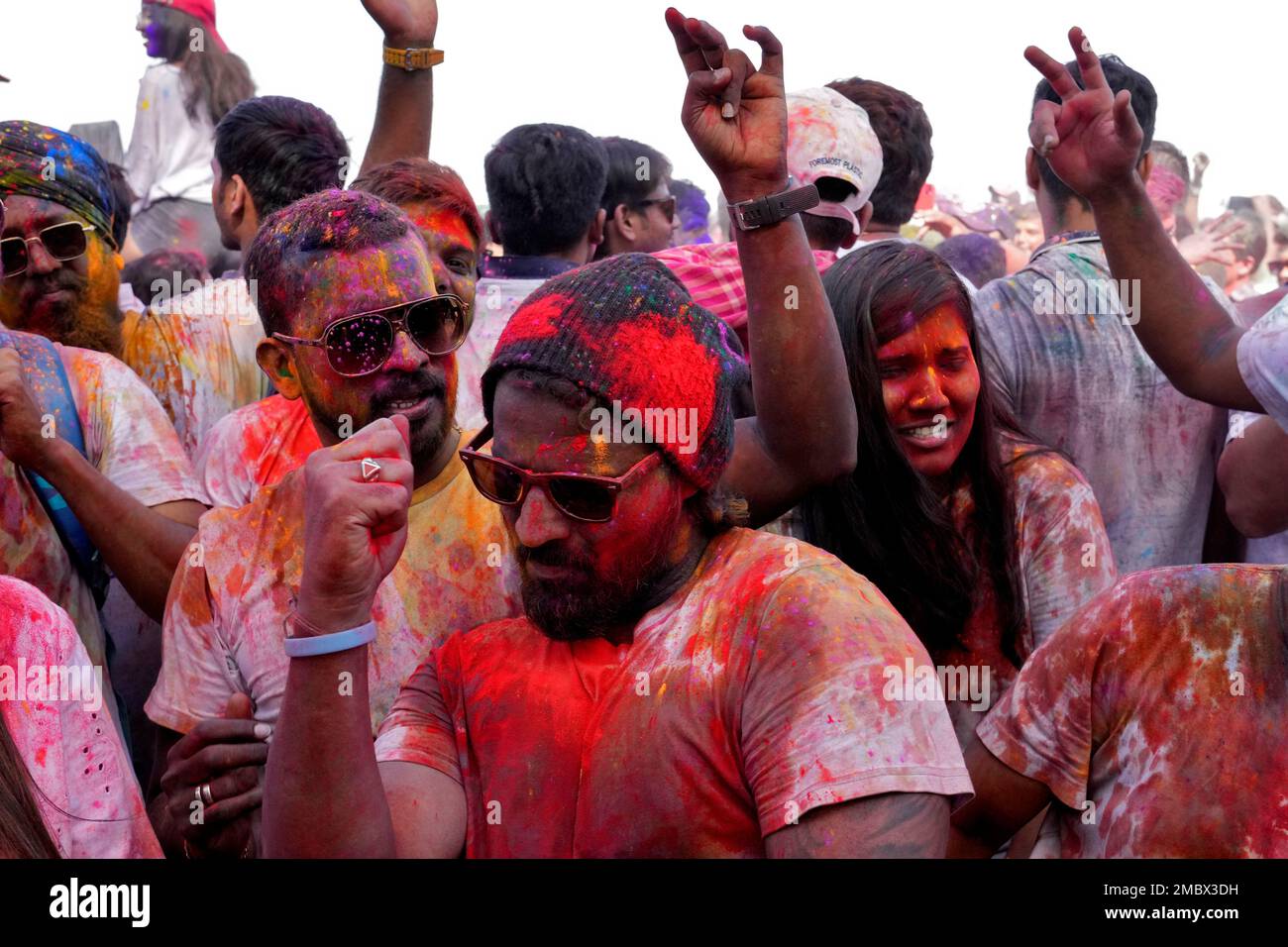 People celebrate Holi, the Hindu festival of colors, in Dubai, United ...