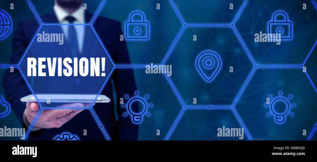 Hand writing sign Revision. Business overview action of revising over ...