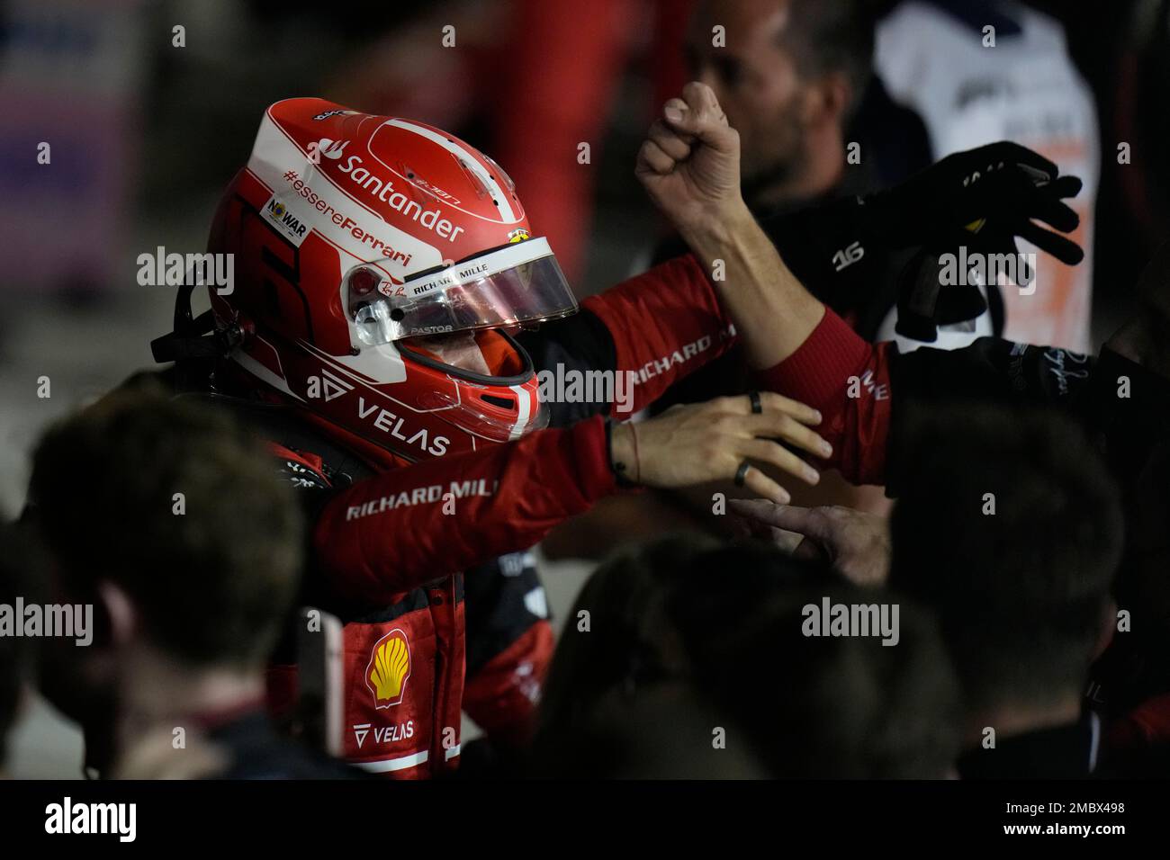 Ferrari driver Charles Leclerc of Monaco celebrates after he won the ...