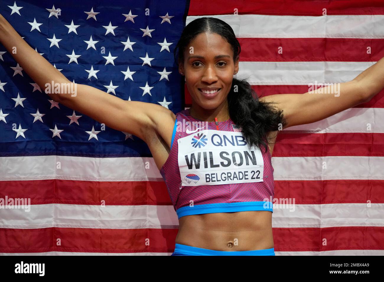 Ajee Wilson, of the United States, poses after winning the Women's 800 ...