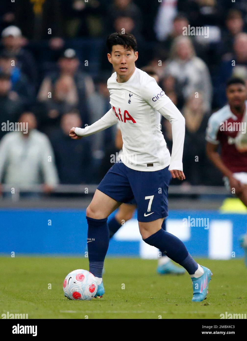 Tottenham's Son Heung-min controls the ball during the English Premier ...