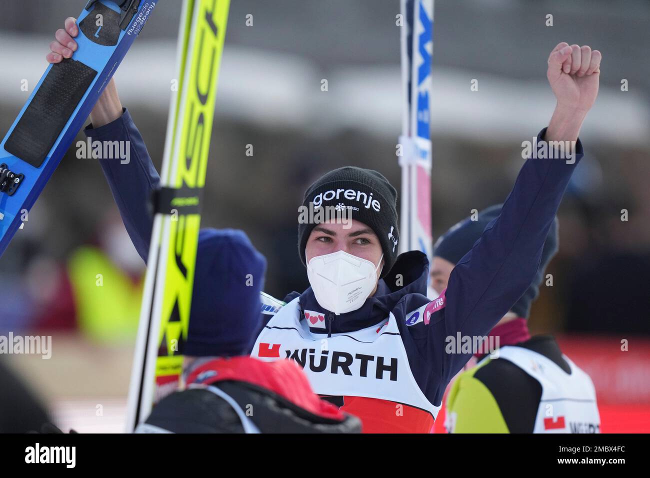 Slovenia's Timi Zajc celebrates his victory after the final round of ...
