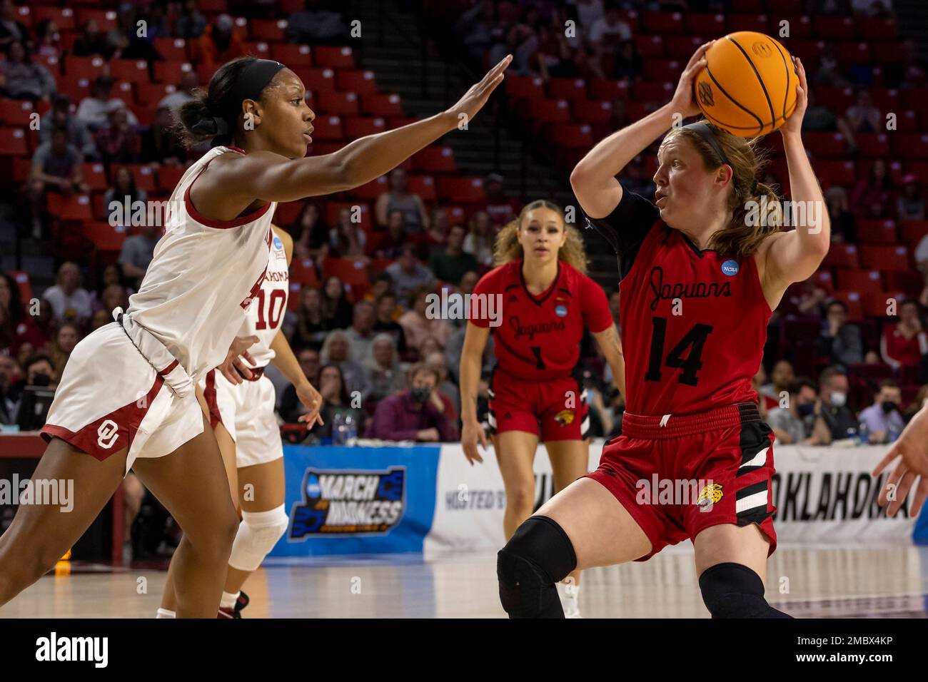Oklahoma guard Kennady Tucker (4) guards IUPUI guard Rachel McLimore ...