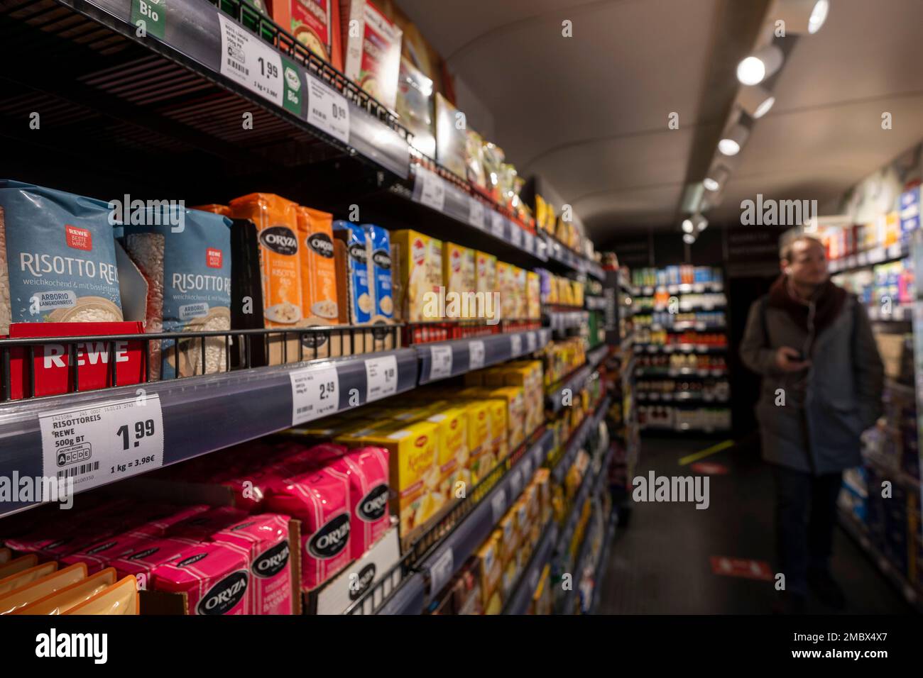 Berlin, Germany. 20th Jan, 2023. Rice and other foodstuffs stand on a ...