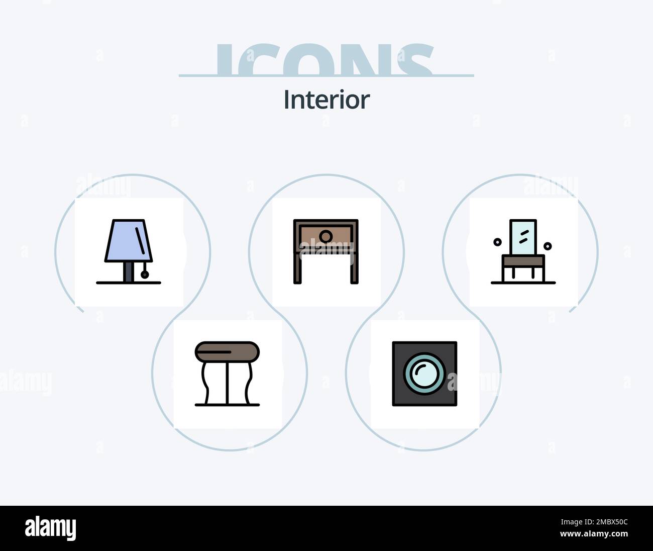 Interior Line Filled Icon Pack 5 Icon Design. outdoor. lamp. home. interior. interior Stock ...