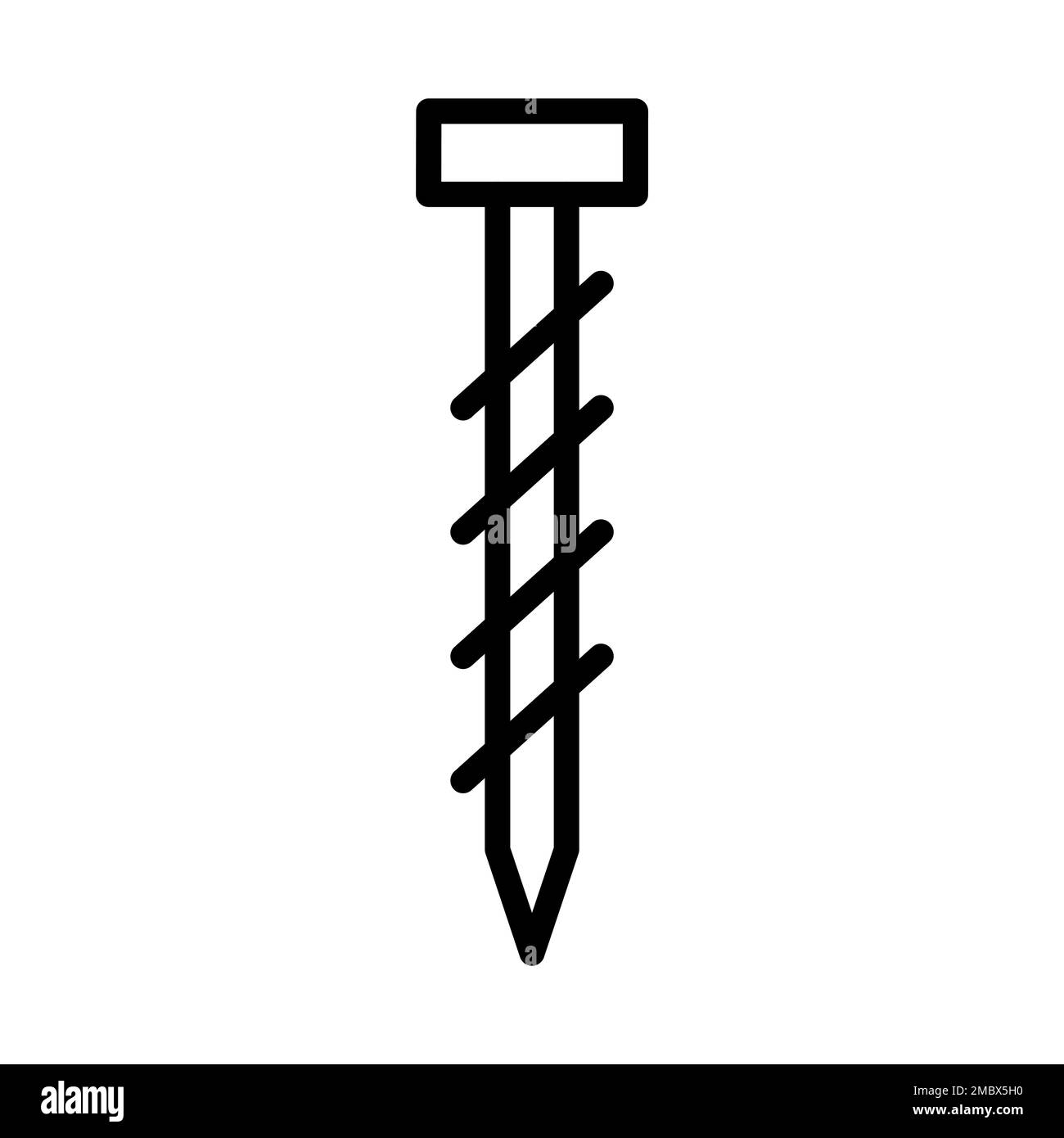 Self tapping screw line icon isolated on white background. Black flat ...