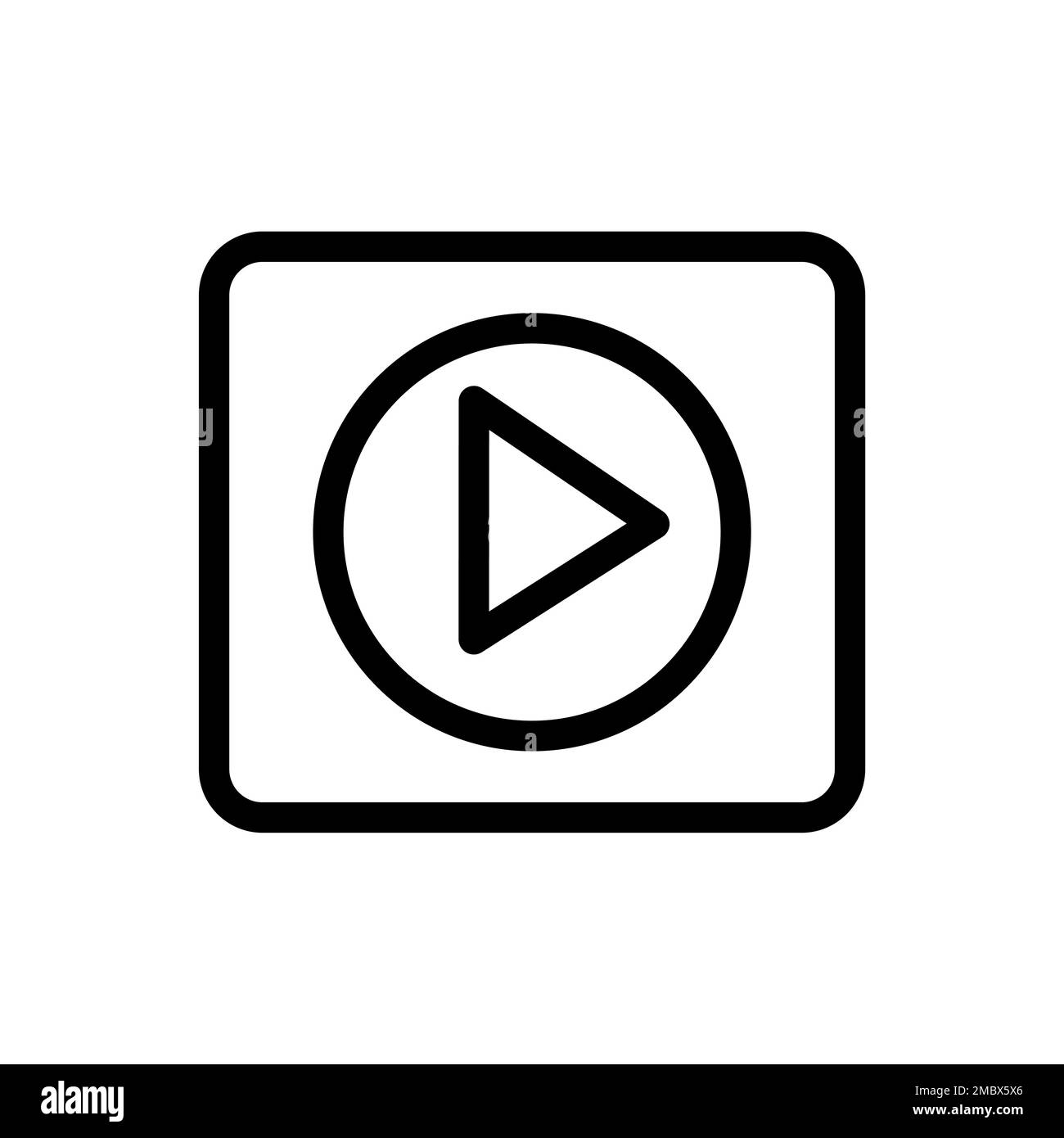 Play button line icon isolated on white background. Black flat thin ...