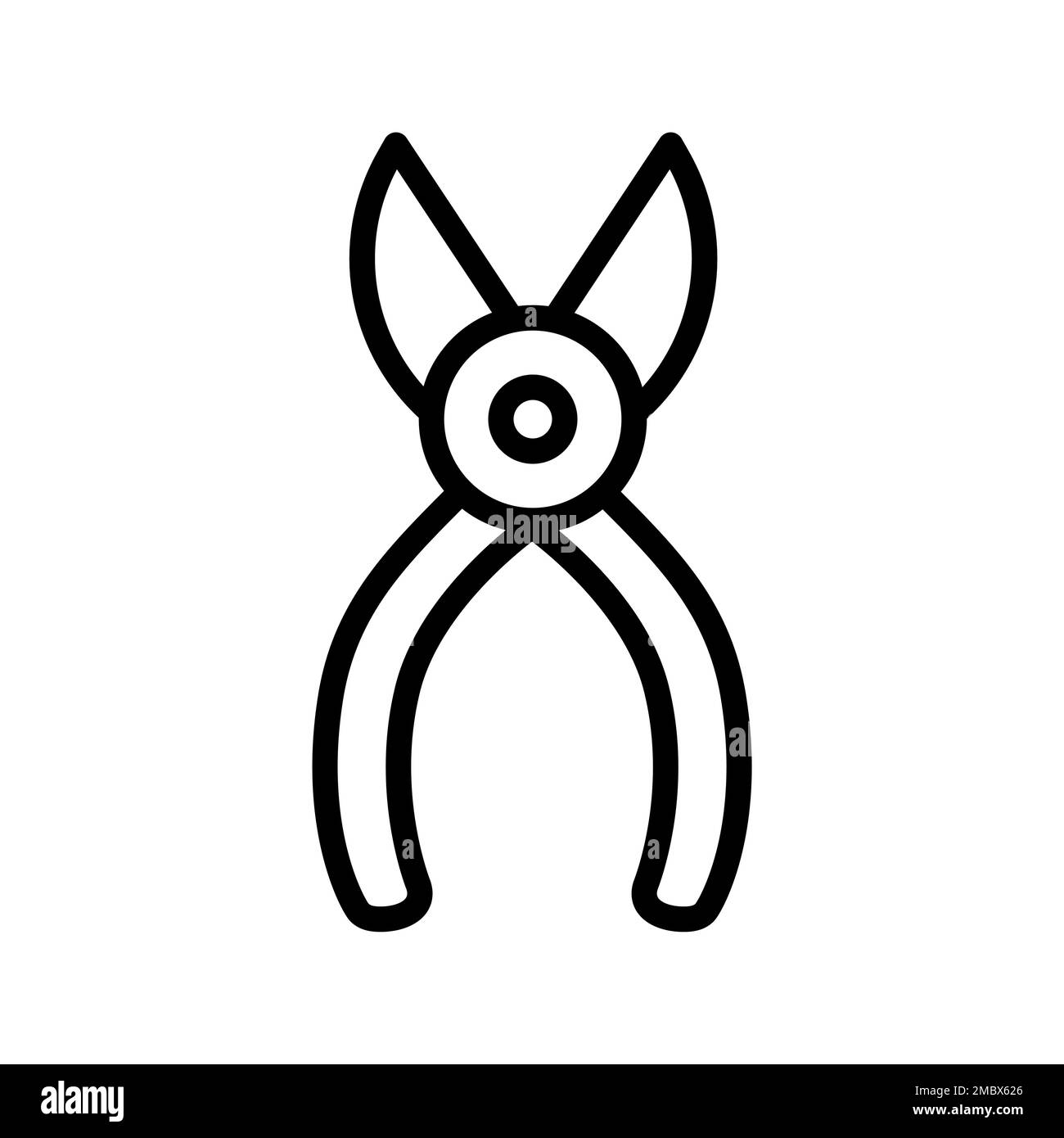 Wire cutters line icon isolated on white background. Black flat thin ...