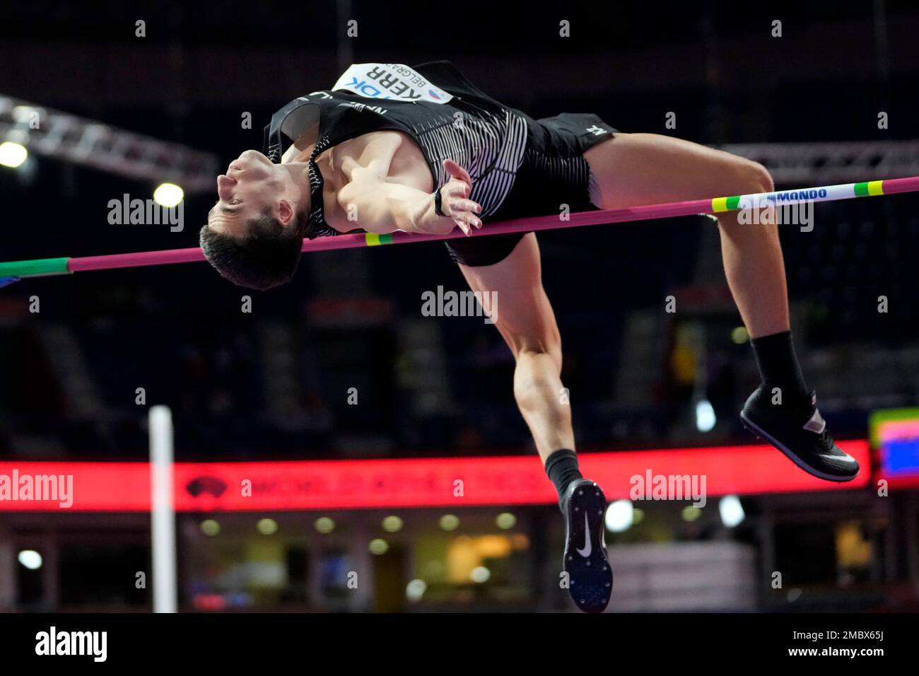 Hamish Kerr, of New Zealand, makes an attempt in the Men's high jump at ...