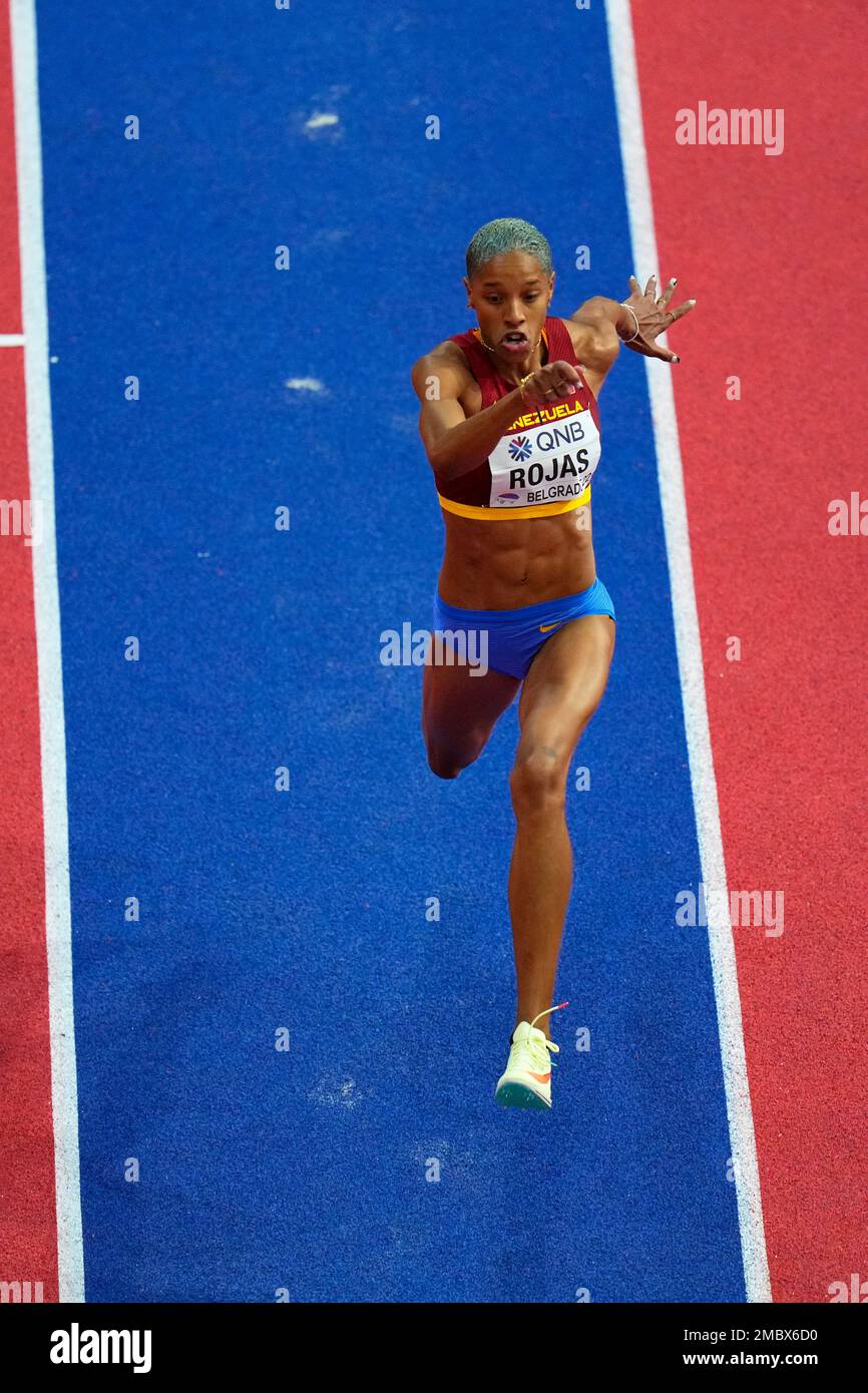 Yulimar Rojas, of Venezuela, makes an attempt in the Women's triple ...