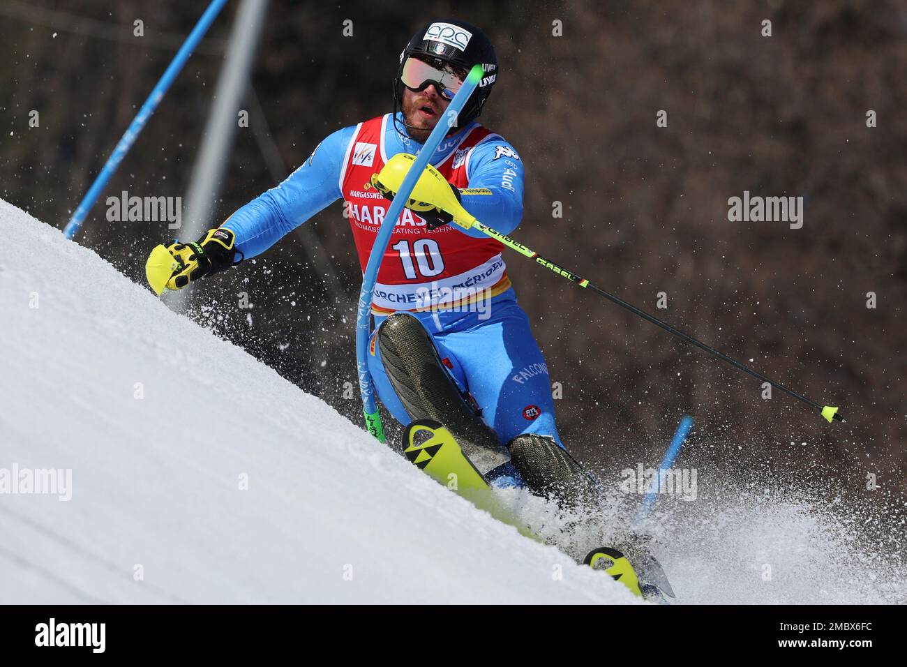 Italy's Giuliano Razzoli speeds down the course during an alpine ski ...