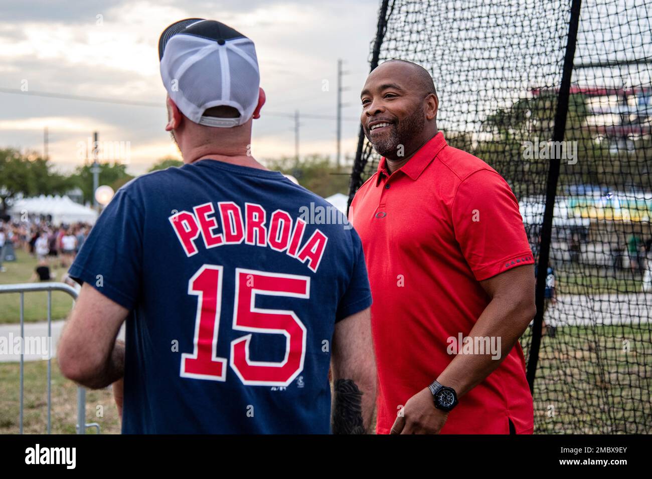 Ray Lankford, right, greets a fan at the Innings Festival at Raymond ...