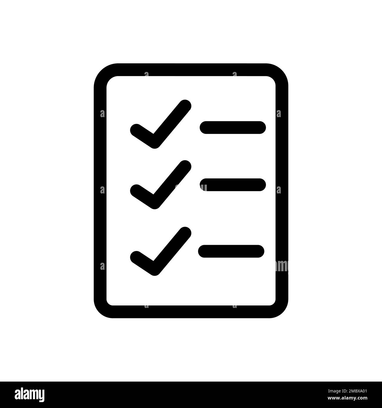 Check list page line icon isolated on white background. Black flat thin ...