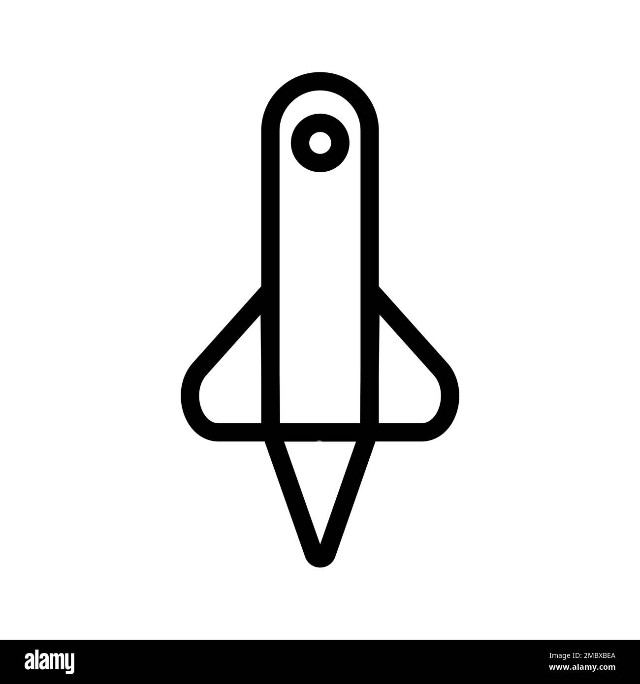 Rocket line icon isolated on white background. Black flat thin icon on ...