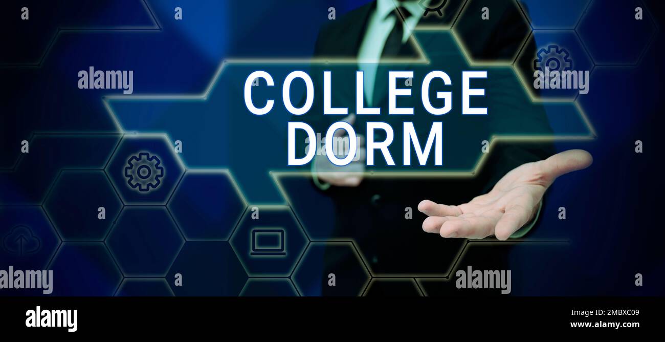 Handwriting text College Dorm. Word for residence hall providing rooms ...