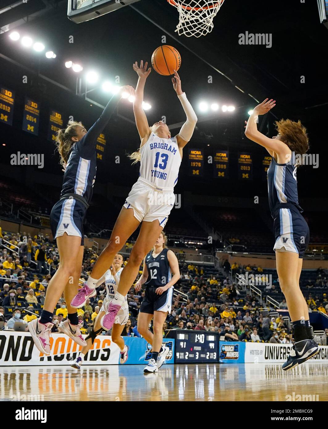 BYU guard Paisley Harding (13) attempts a layup during the second half ...