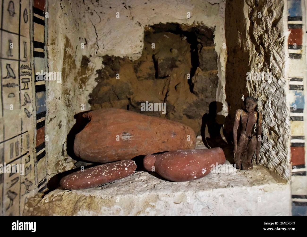 Figurines are seen inside the tomb of a man named Henu near the famed ...