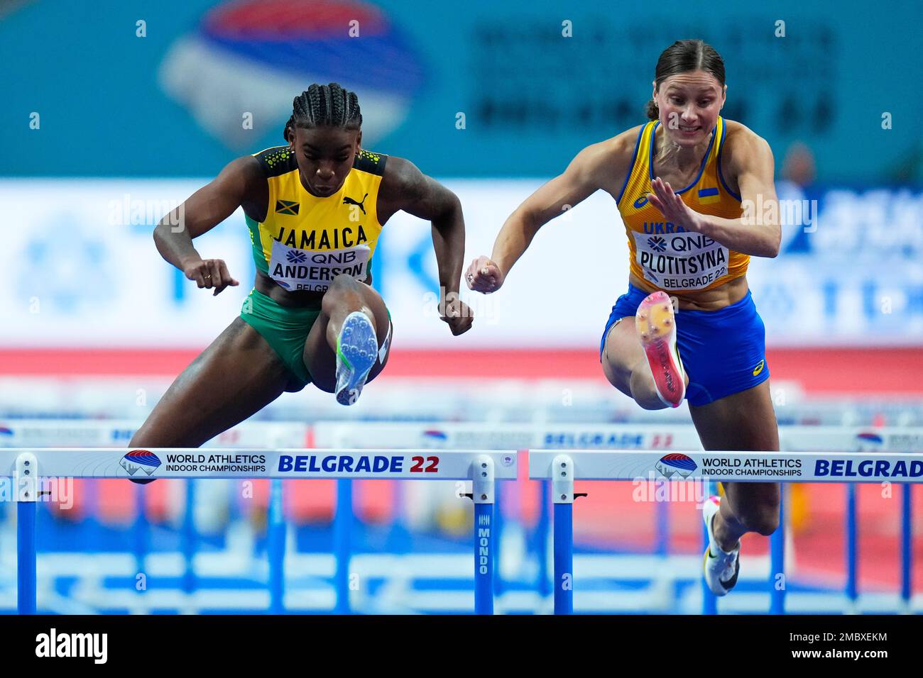 Britany Anderson, of Jamaica, left, and Anna Plotitsyna, of Ukraine ... Britany Anderson, of Jamaica, left, and Anna Plotitsyna, of Ukraine ...