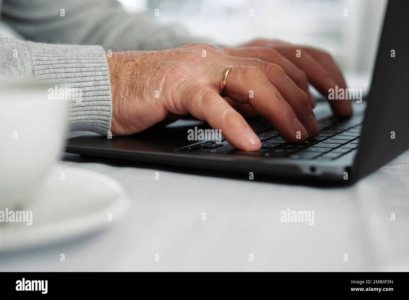 Close footage man hands typing hi-res stock photography and images - Alamy