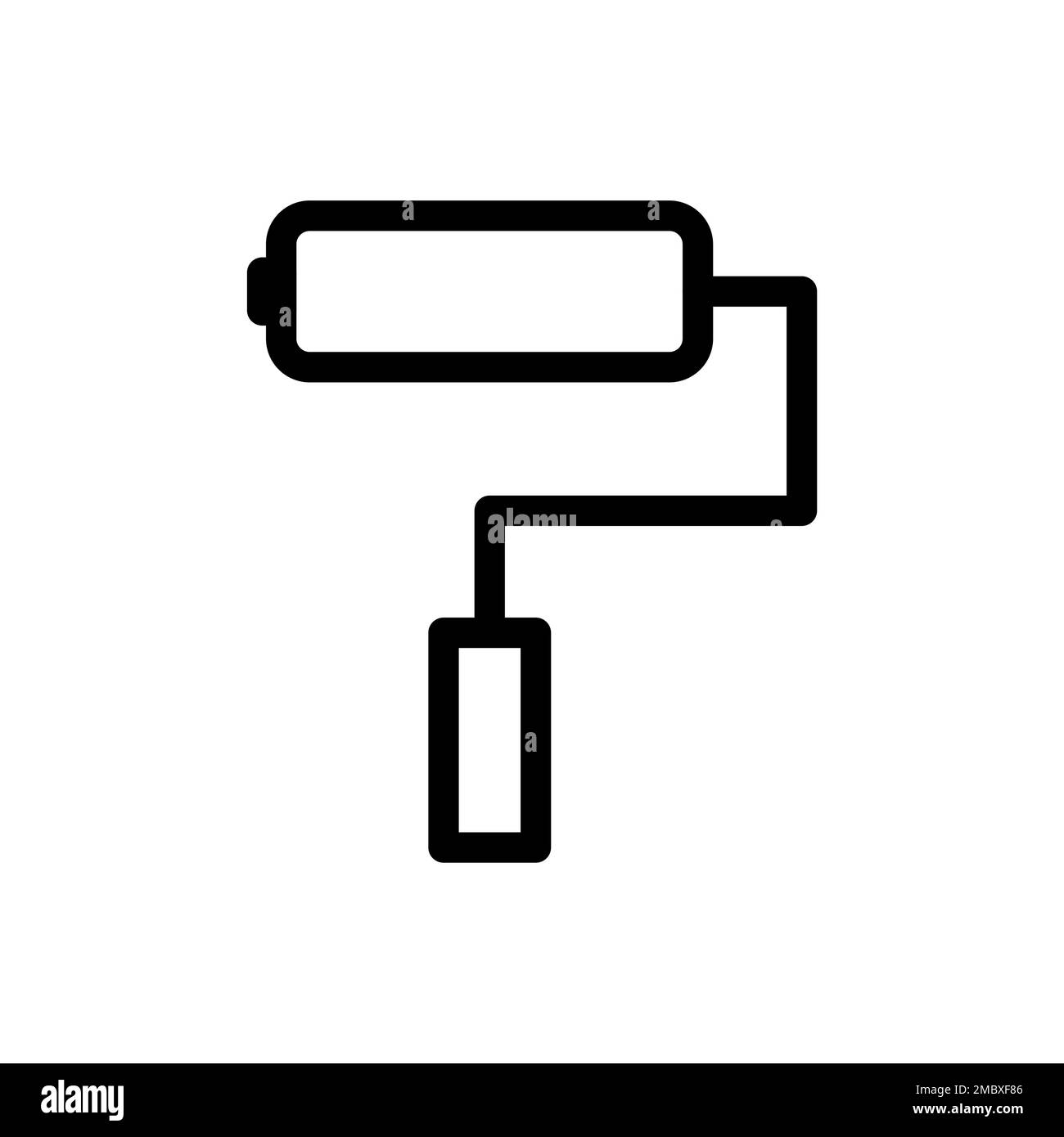 Paint brush line icon isolated on white background. Black flat thin ...