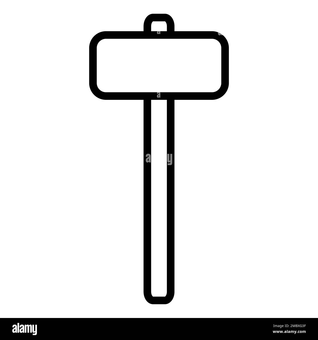 Hammer line icon isolated on white background. Black flat thin icon on ...