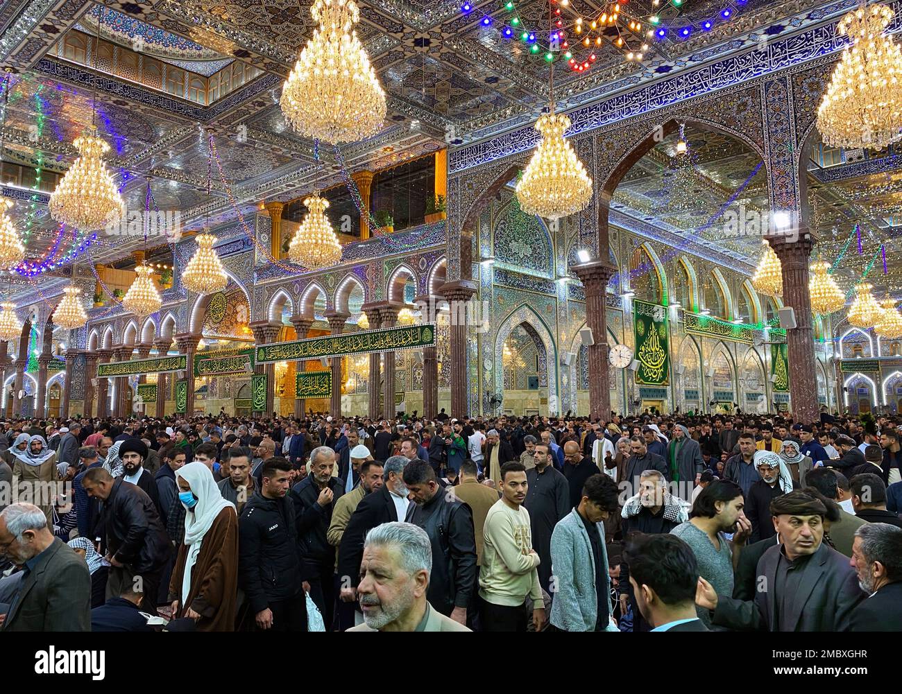 Shiite Muslim worshipers gather inside the holy shrine of Imam Hussein ...