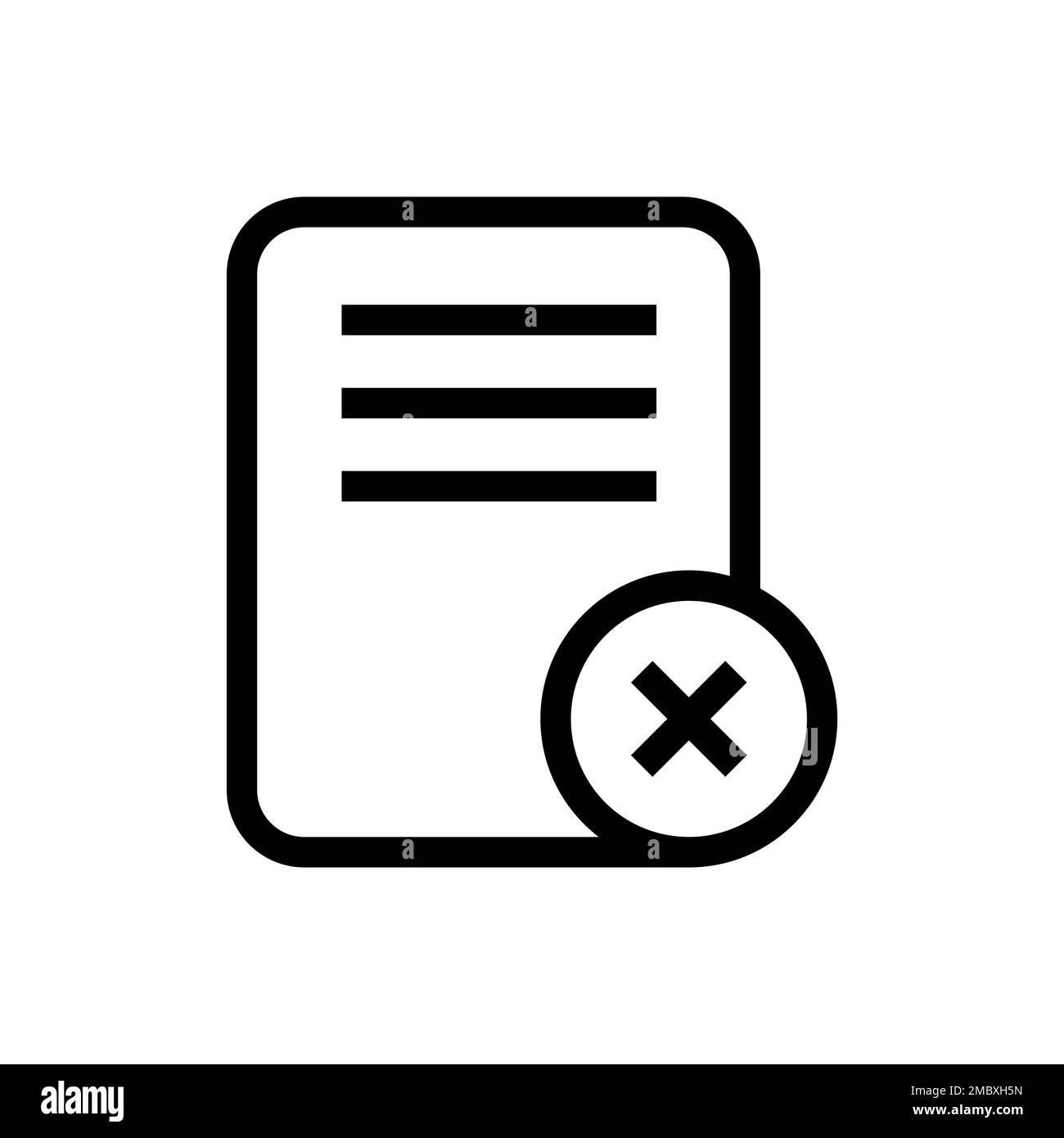 Delete document line icon isolated on white background. Black flat thin icon on modern outline ...