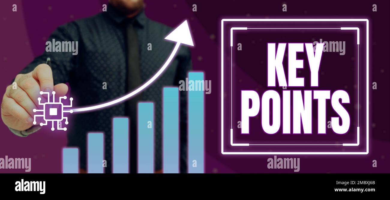 Text caption presenting Key Points. Concept meaning most important ...