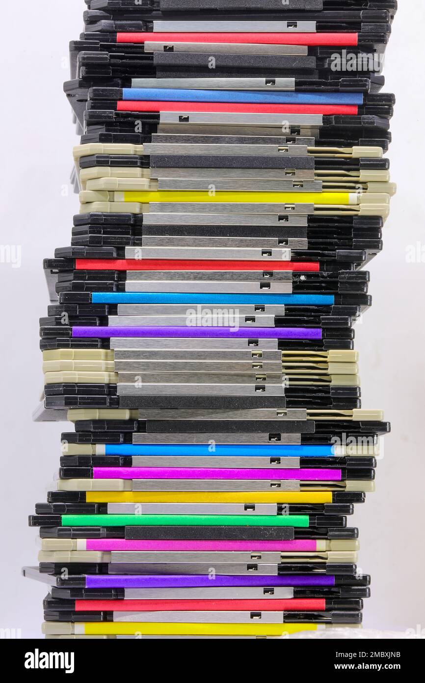 Old floppy disks used to save computer data in the 90s Stock Photo - Alamy