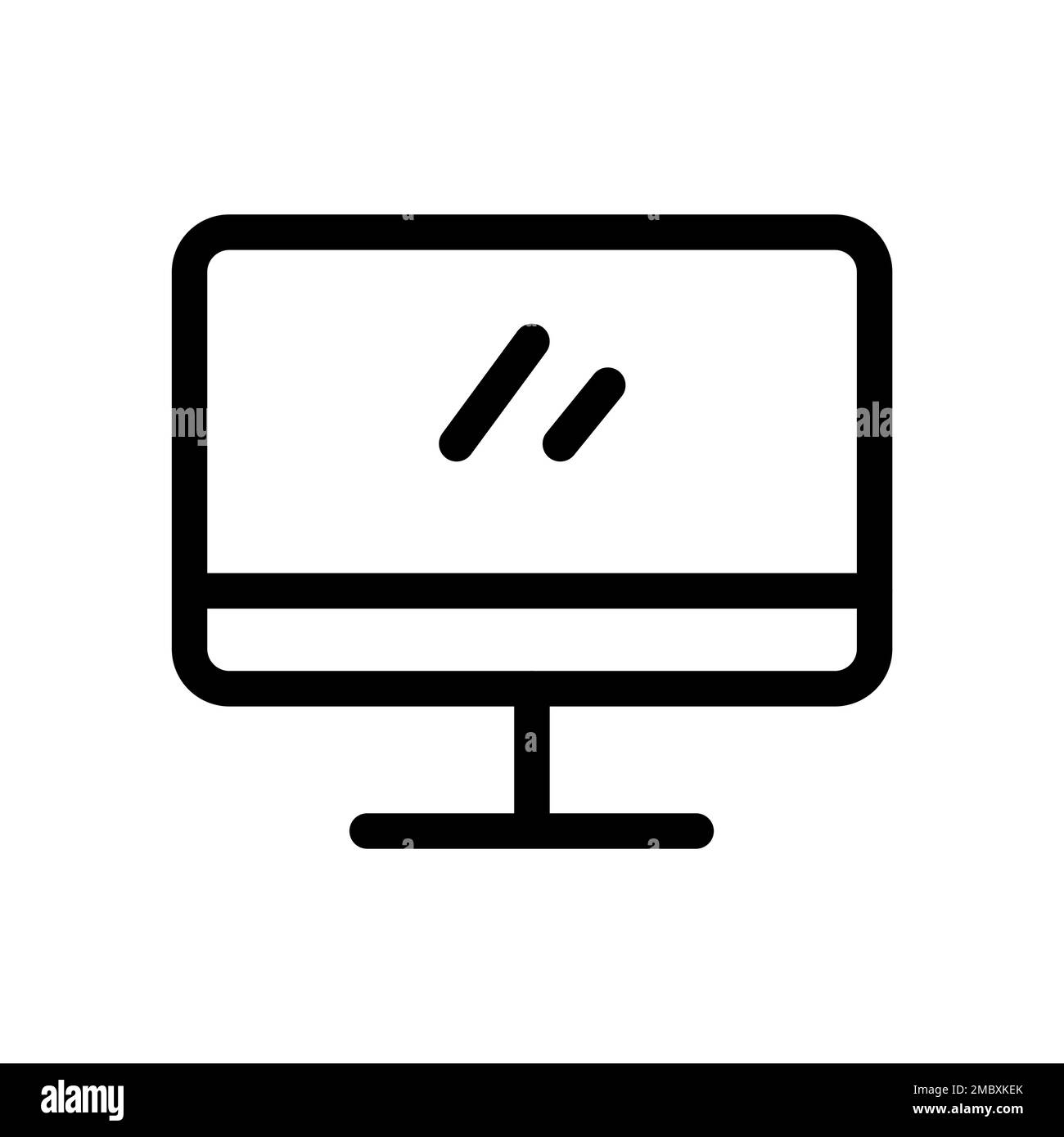 Computer line icon isolated on white background. Black flat thin icon ...