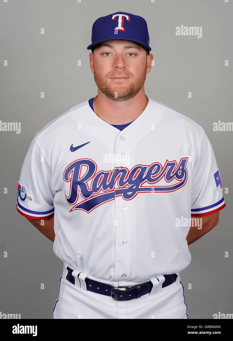 This is a 2022 photo of Blaine Crim of the Texas Rangers' baseball team ...
