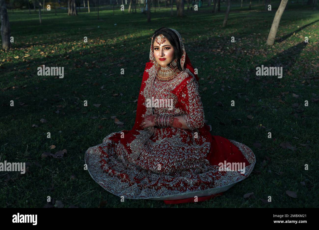 Pakistani bride Musfira Shams, poses for a photograph during her ...