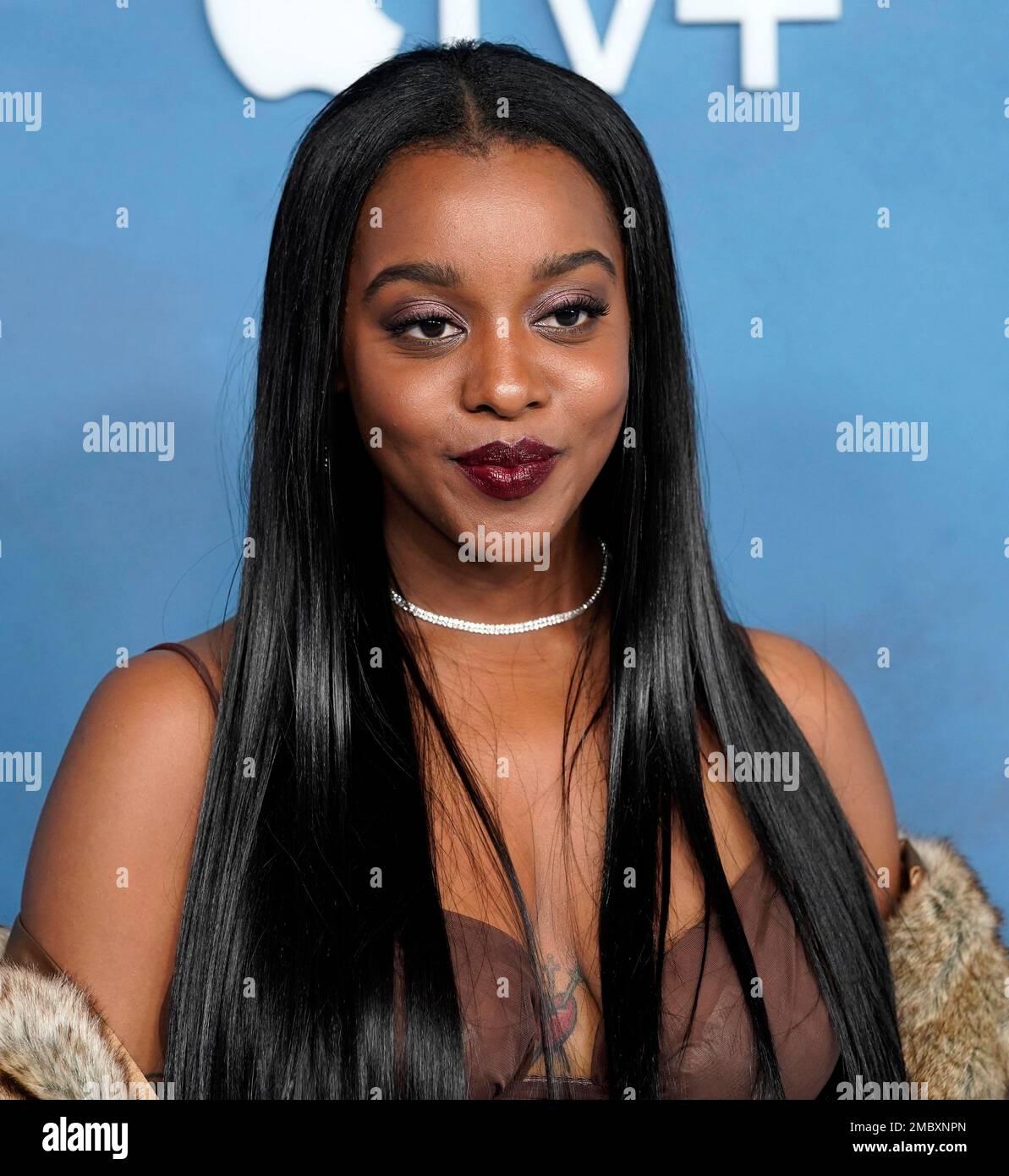 Mallori Johnson poses at the global premiere of the Apple TV+ ...